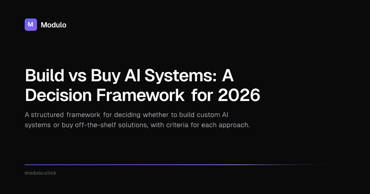 Build vs Buy AI Systems: A Decision Framework for 2026 | Modulo Insights